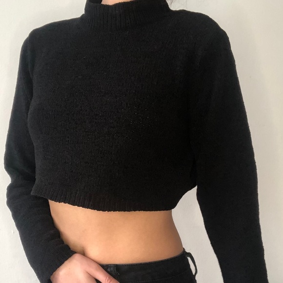 Sweaters | Black Crop Mock Turtle Neck | Poshmark